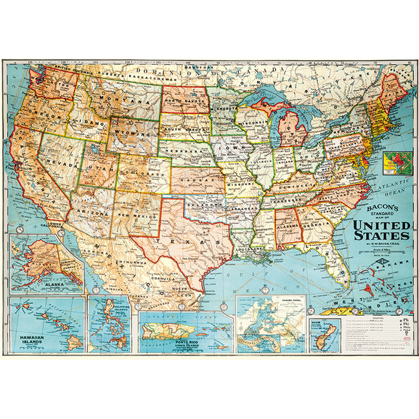 USA Map Poster - Cartolina